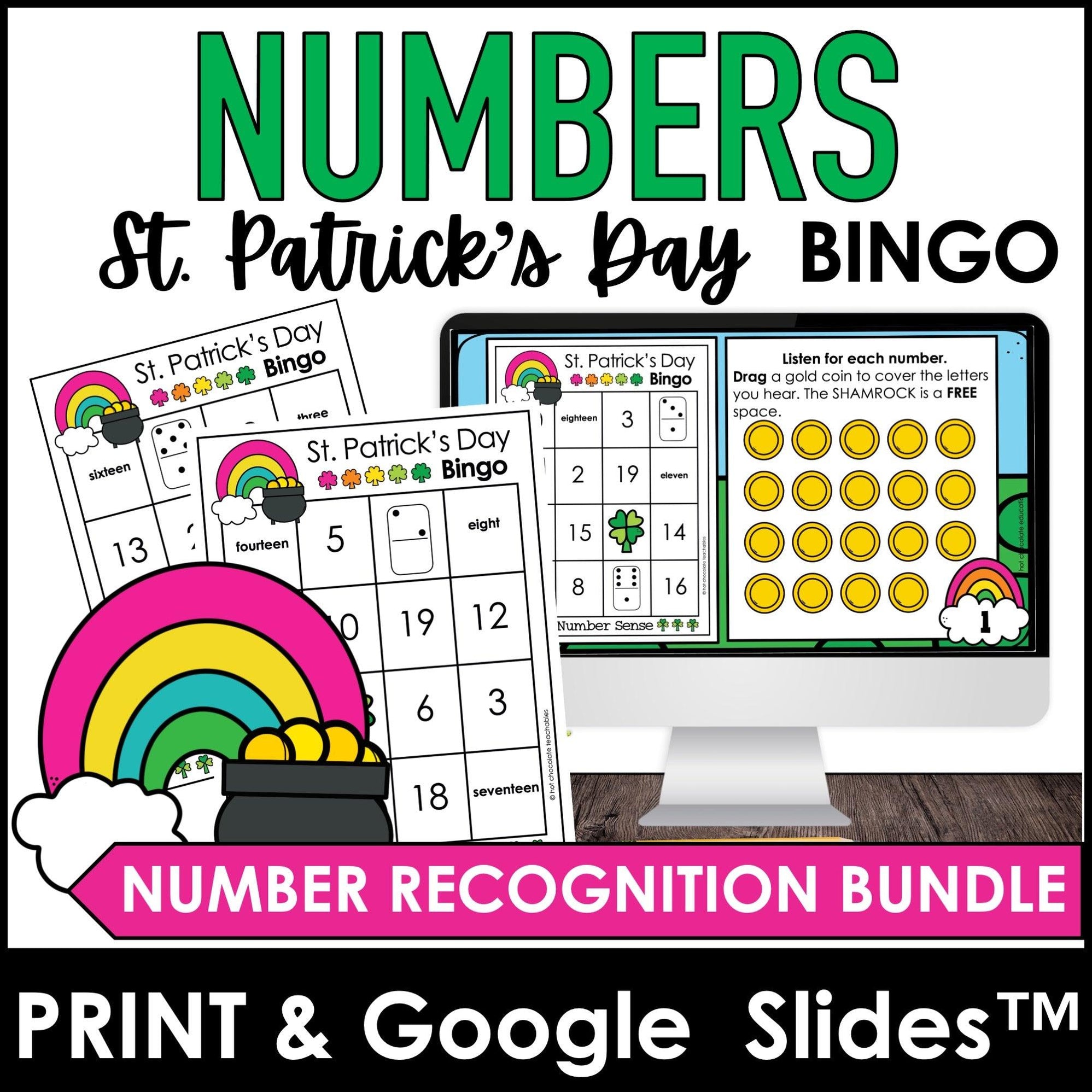 St. Patrick's Day Number Fluency 1-20 Bingo Game Bundle – Hot Chocolate ...