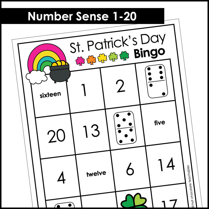 St. Patrick's Day Number Fluency Bingo
