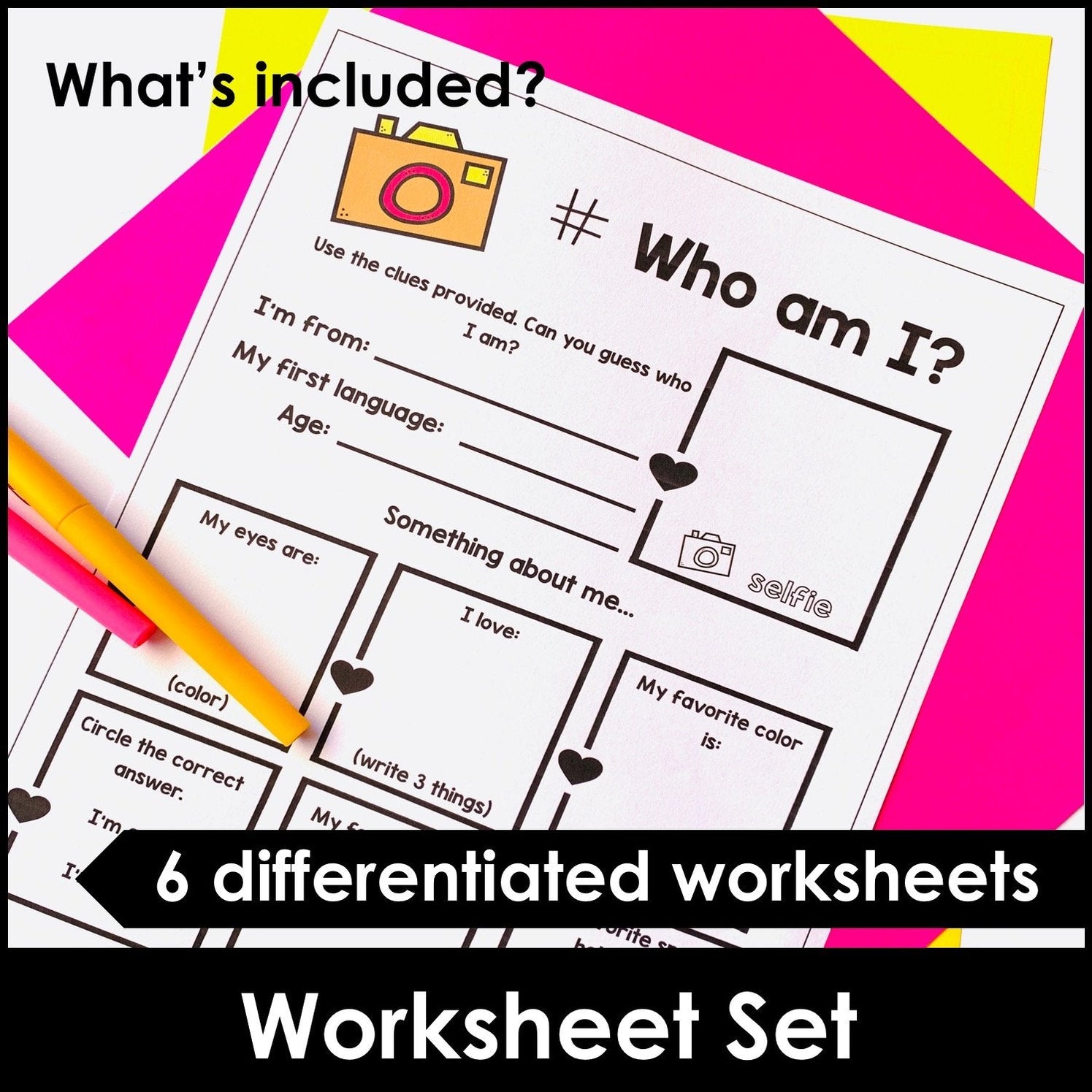 Student Profile Worksheets for Back to School - Who am I? – Hot ...