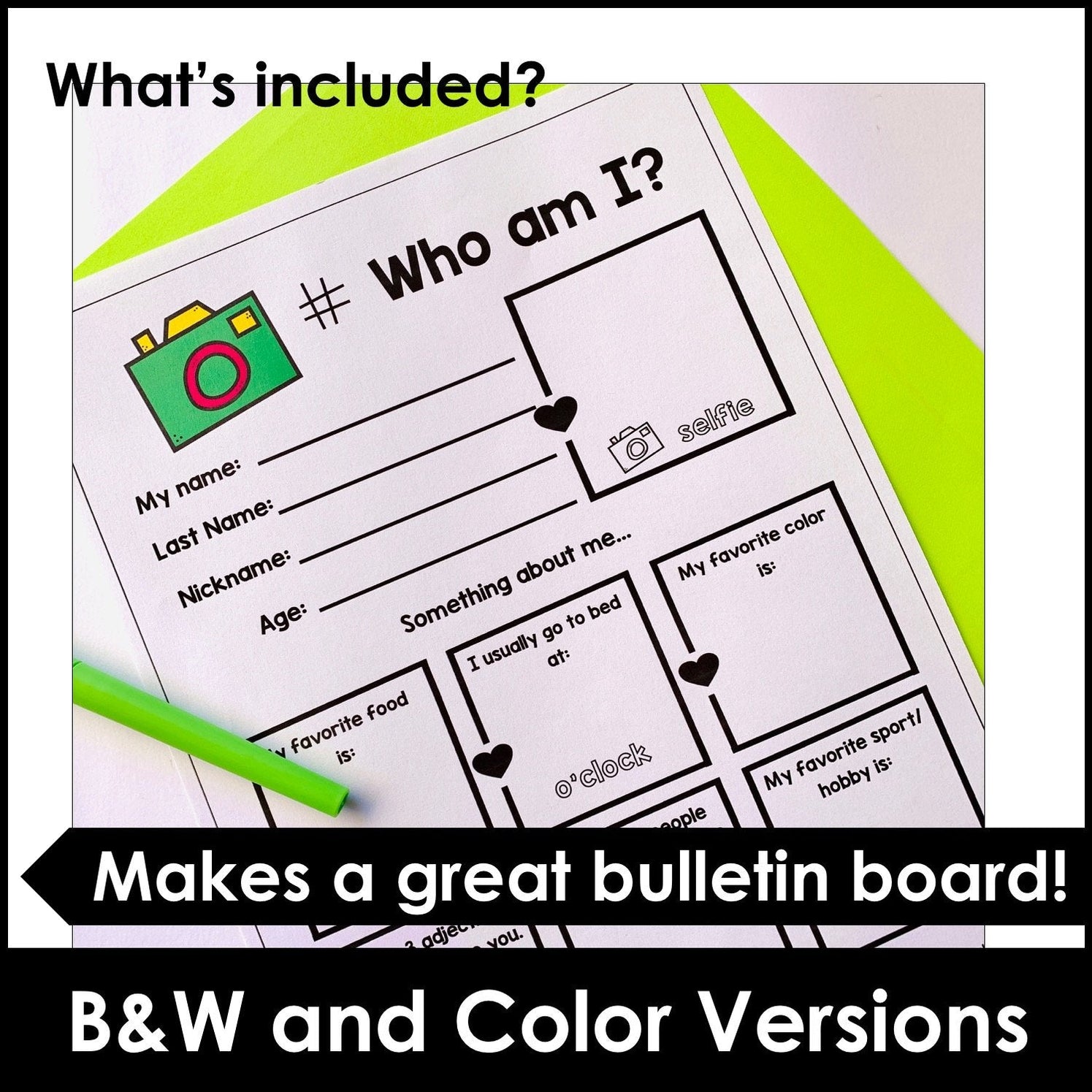 Student Profile Worksheets for Back to School - Who am I? – Hot ...