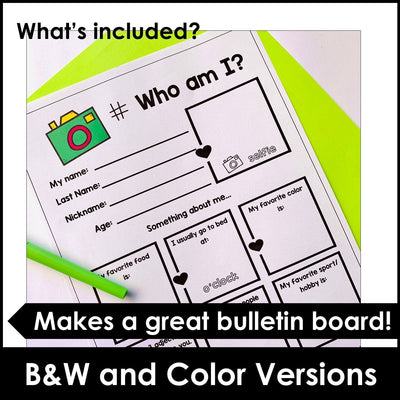 Student Profile Worksheets for Back to School - Who am I? – Hot ...