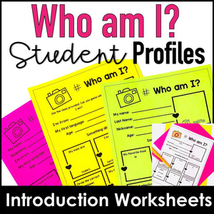 Student Profile Worksheets for Back to School - Who am I? – Hot ...