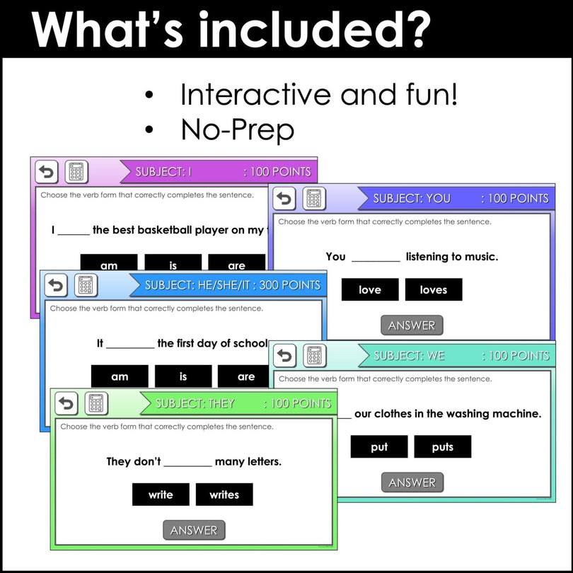Interactive Game Show: Subject-Verb Agreement