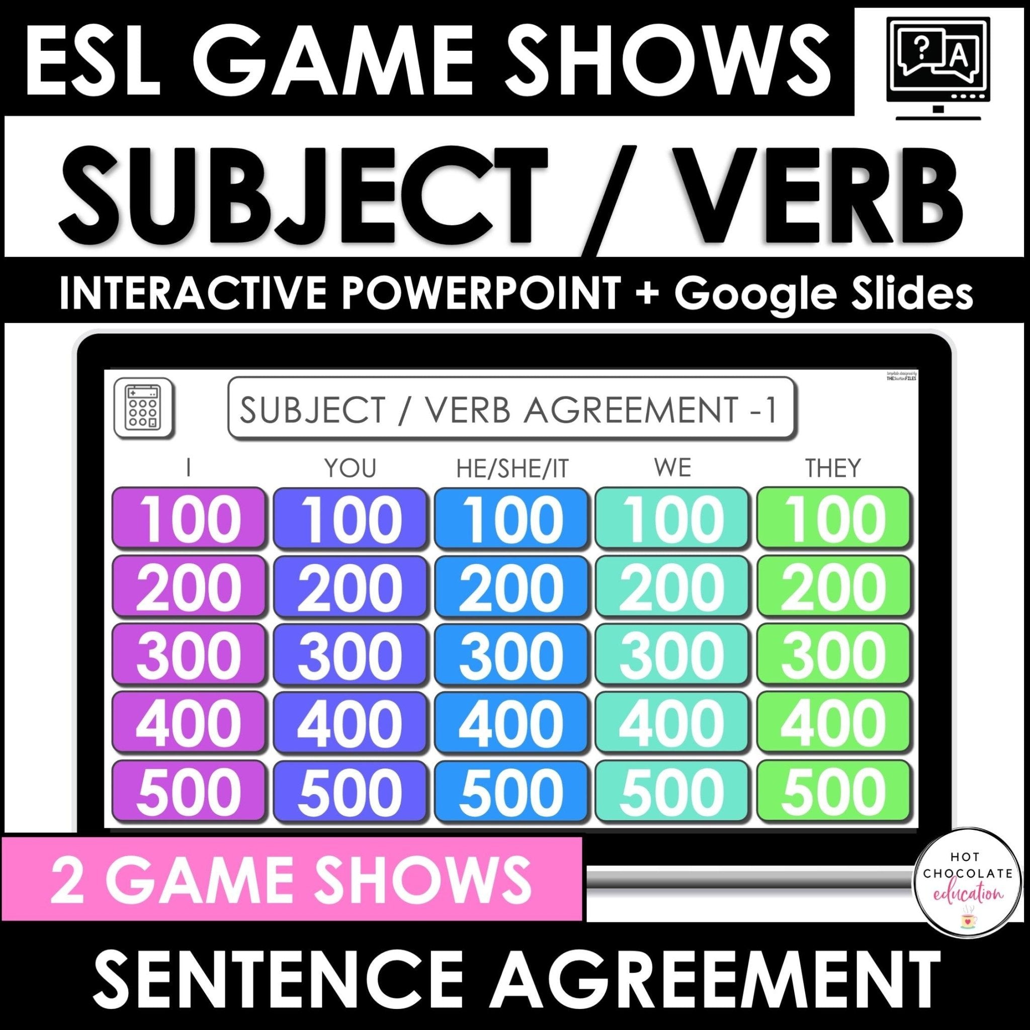 Interactive Game Show: Subject-Verb Agreement – Hot Chocolate Teachables