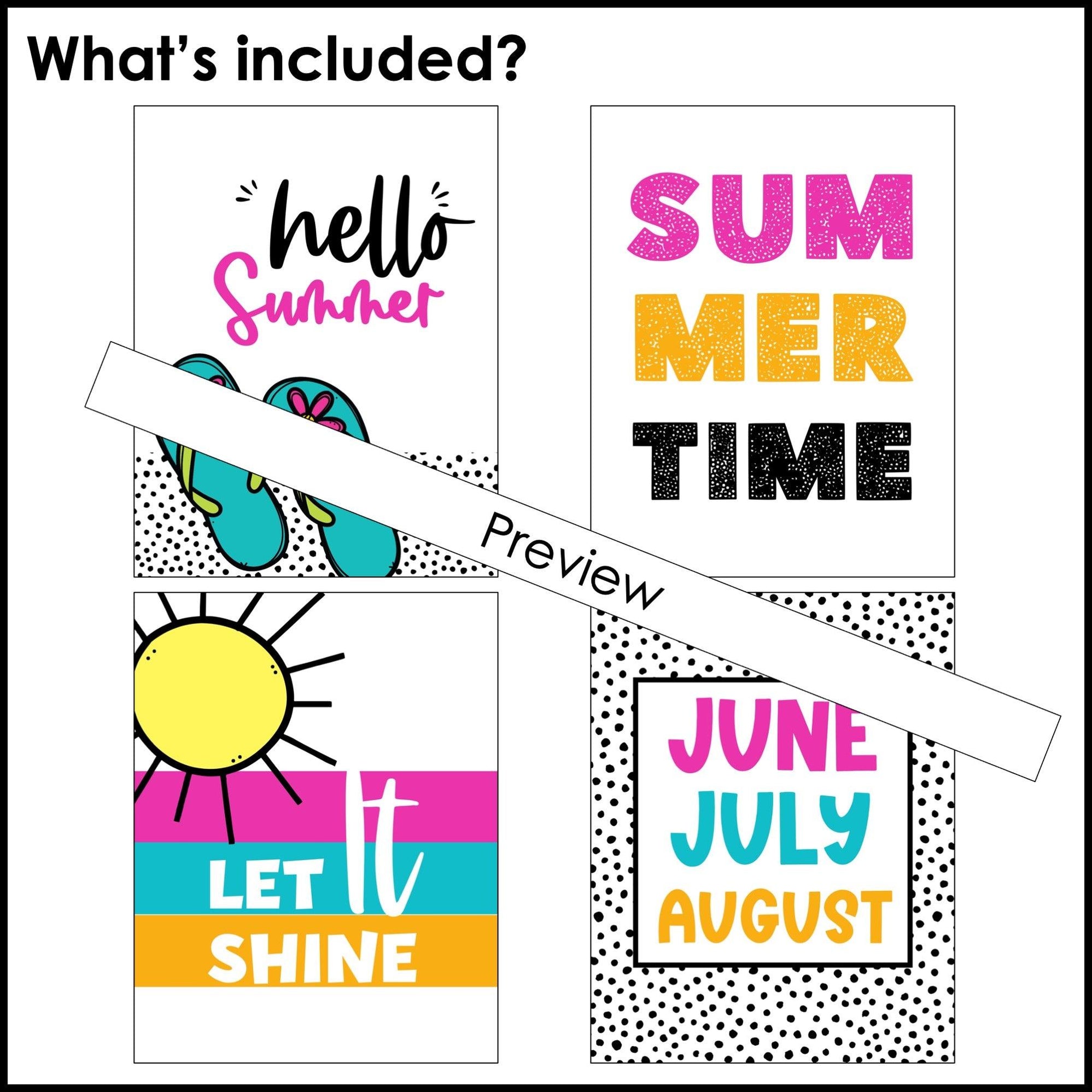 Summer Decor Posters | Bulletin Board Décor - 8 Poster Set – Hot ...