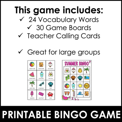 Summer Vacation Bingo Game | ESL Vocabulary Based Activity – Hot ...