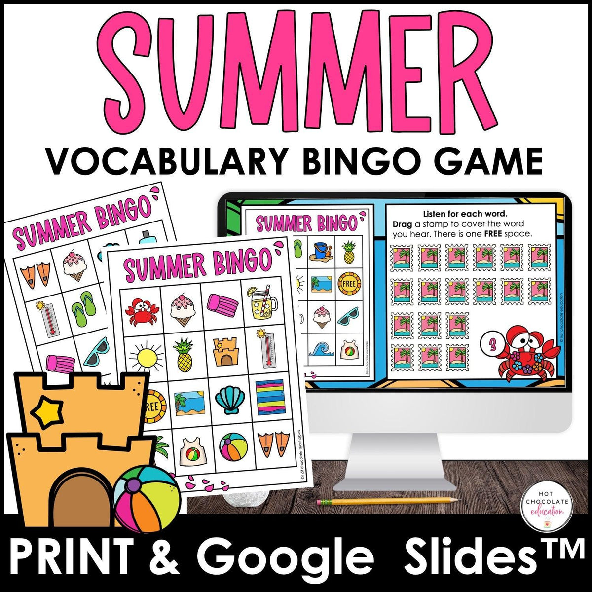 Summer Vocabulary Bingo Game - Print & Digital BUNDLE – Hot Chocolate ...