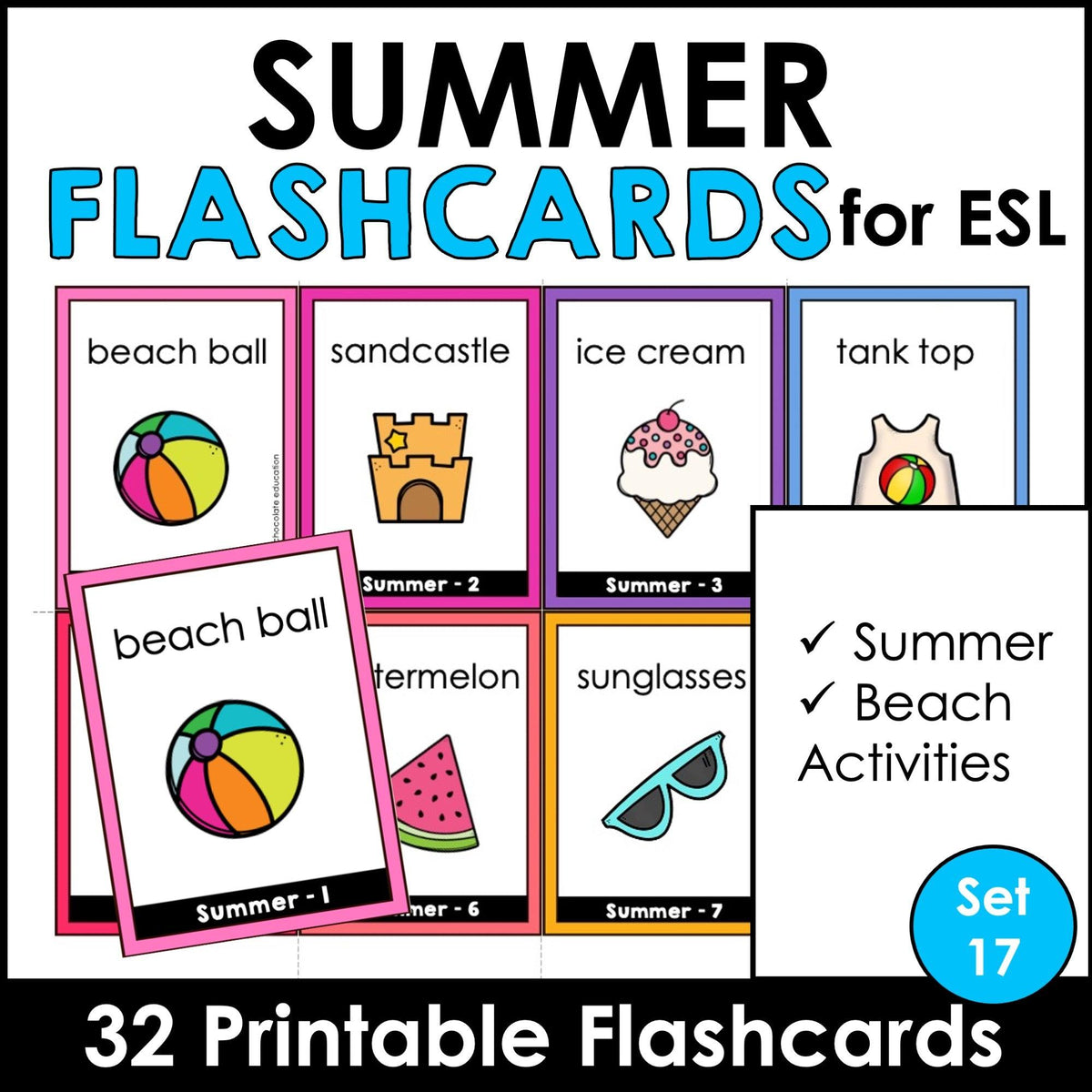Summer Vocabulary Flashcards : ESL task cards - Flash Cards – Hot ...