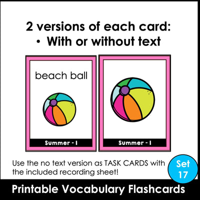 Summer Vocabulary Flashcards : ESL task cards - Flash Cards – Hot ...