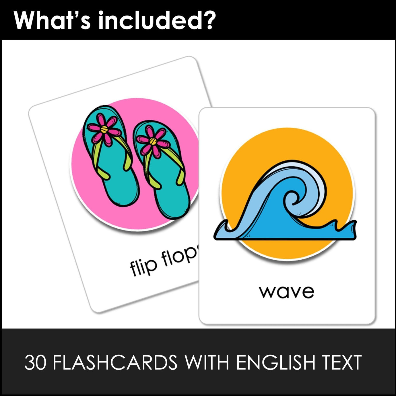 Summer Vocabulary Flashcards for Kids - Editable Text