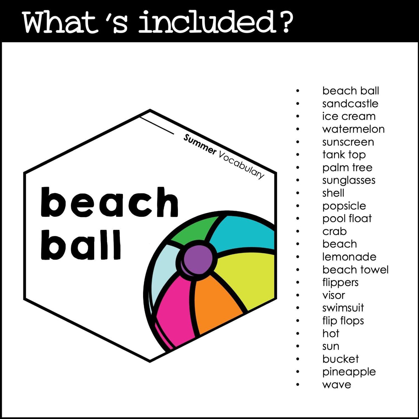 Summer Vocabulary Posters for Classroom Bulletin Board