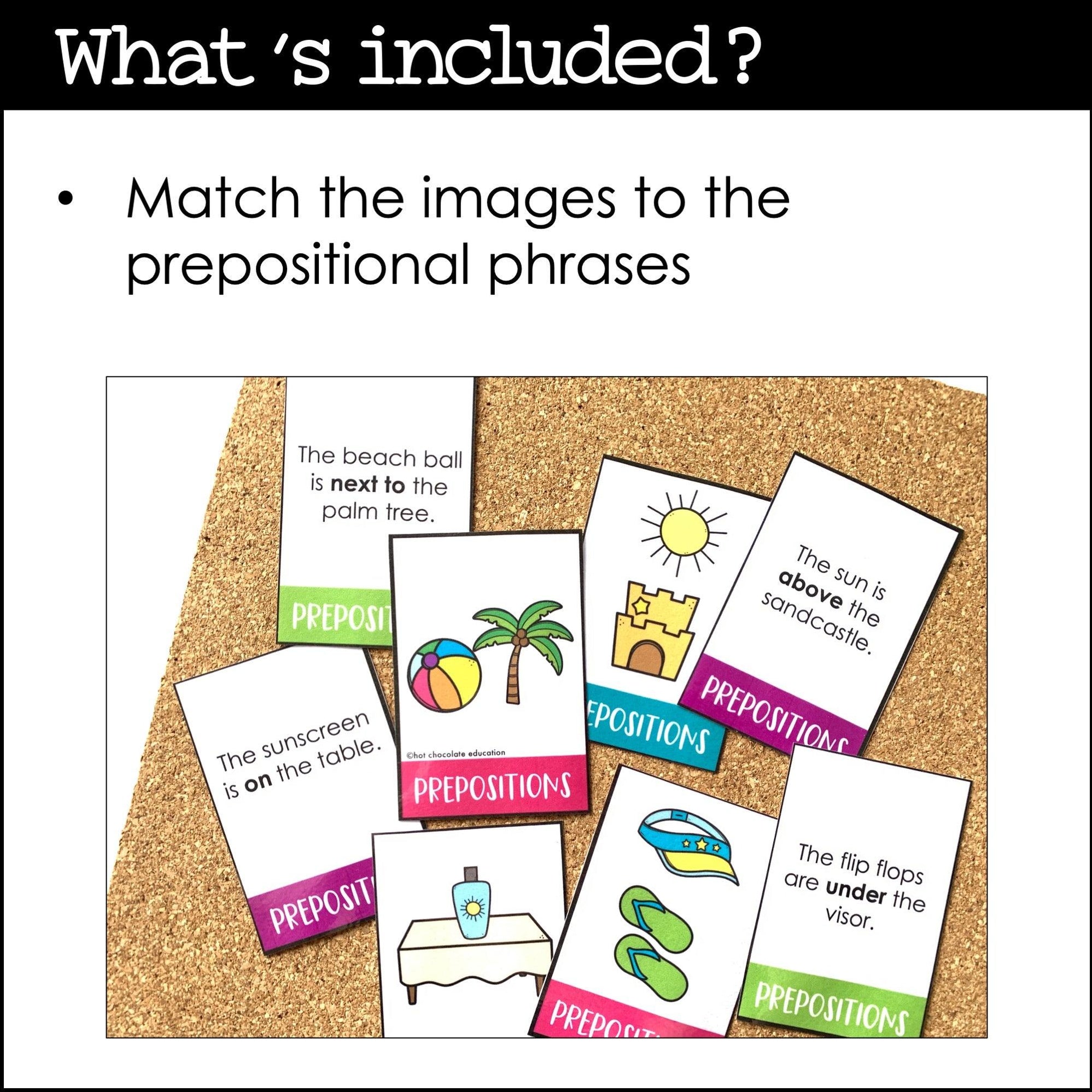 Summer Prepositions of Place Card Matching Activity – Hot Chocolate ...