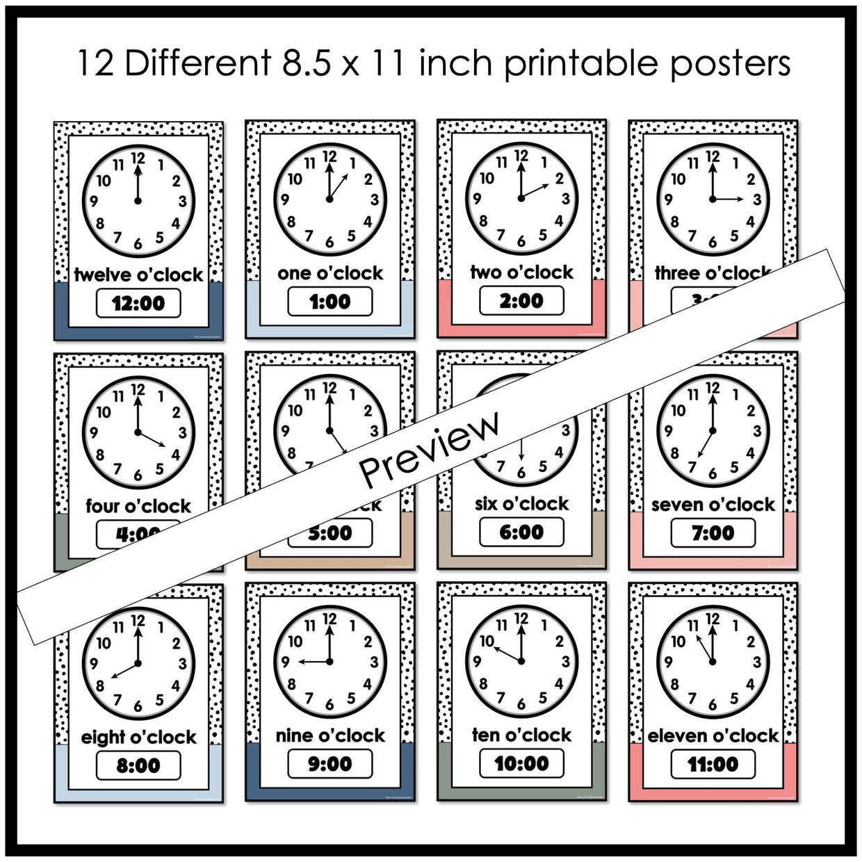 Telling Time Posters & Clock Labels