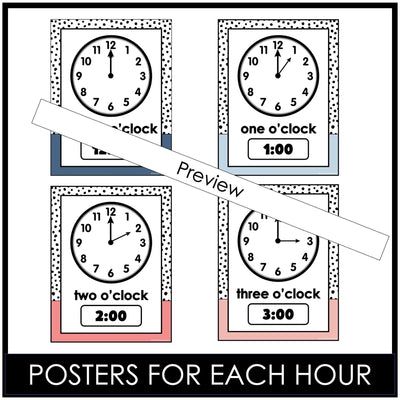 Telling Time Posters & Clock Labels – Hot Chocolate Teachables