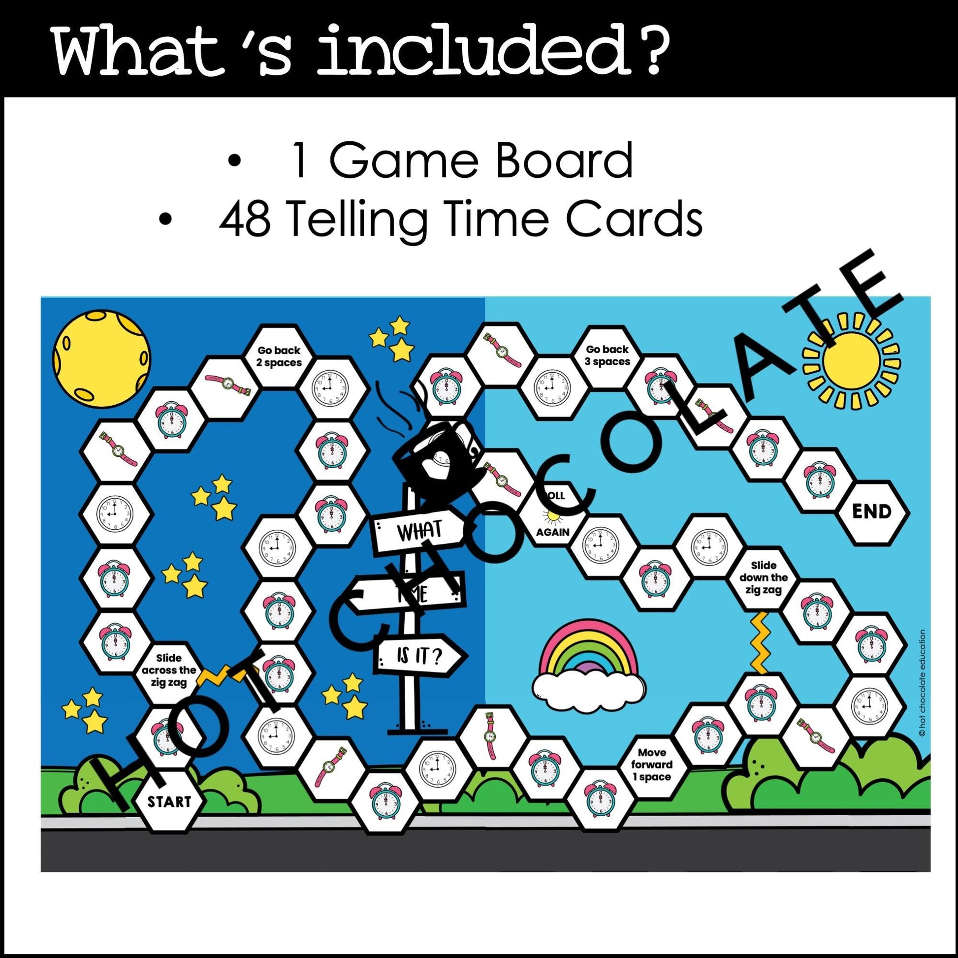 Analog Clock Telling Time Board Game | Quarter, half & Hour