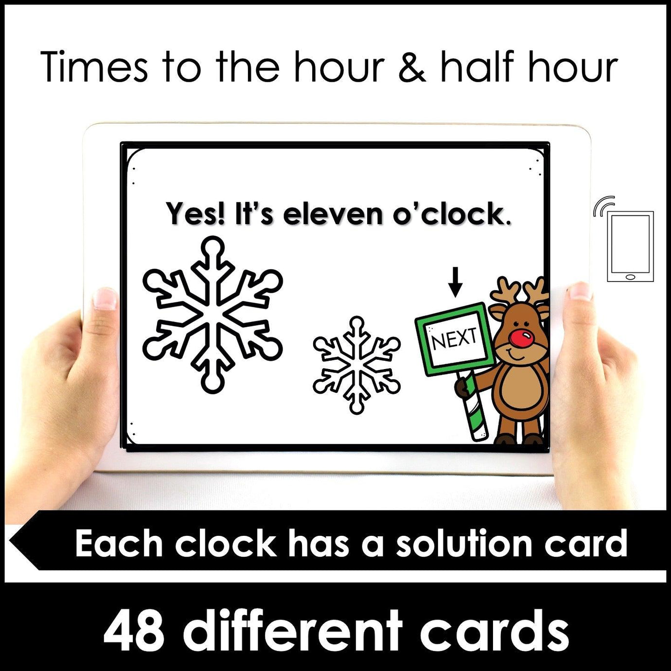 Christmas Analog Clock BOOM CARDS | Telling Time – Hot Chocolate Teachables
