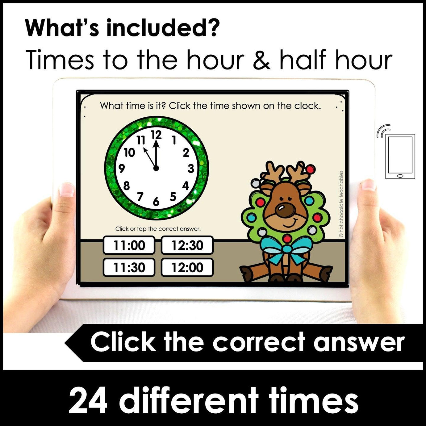 Christmas Analog Clock BOOM CARDS | Telling Time – Hot Chocolate Teachables