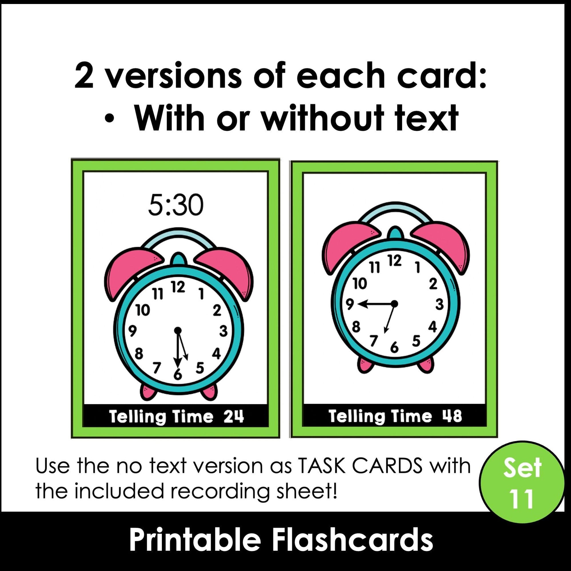Time Flashcards | ESL Task Cards - Hour, Half Hour, Quarter – Hot ...
