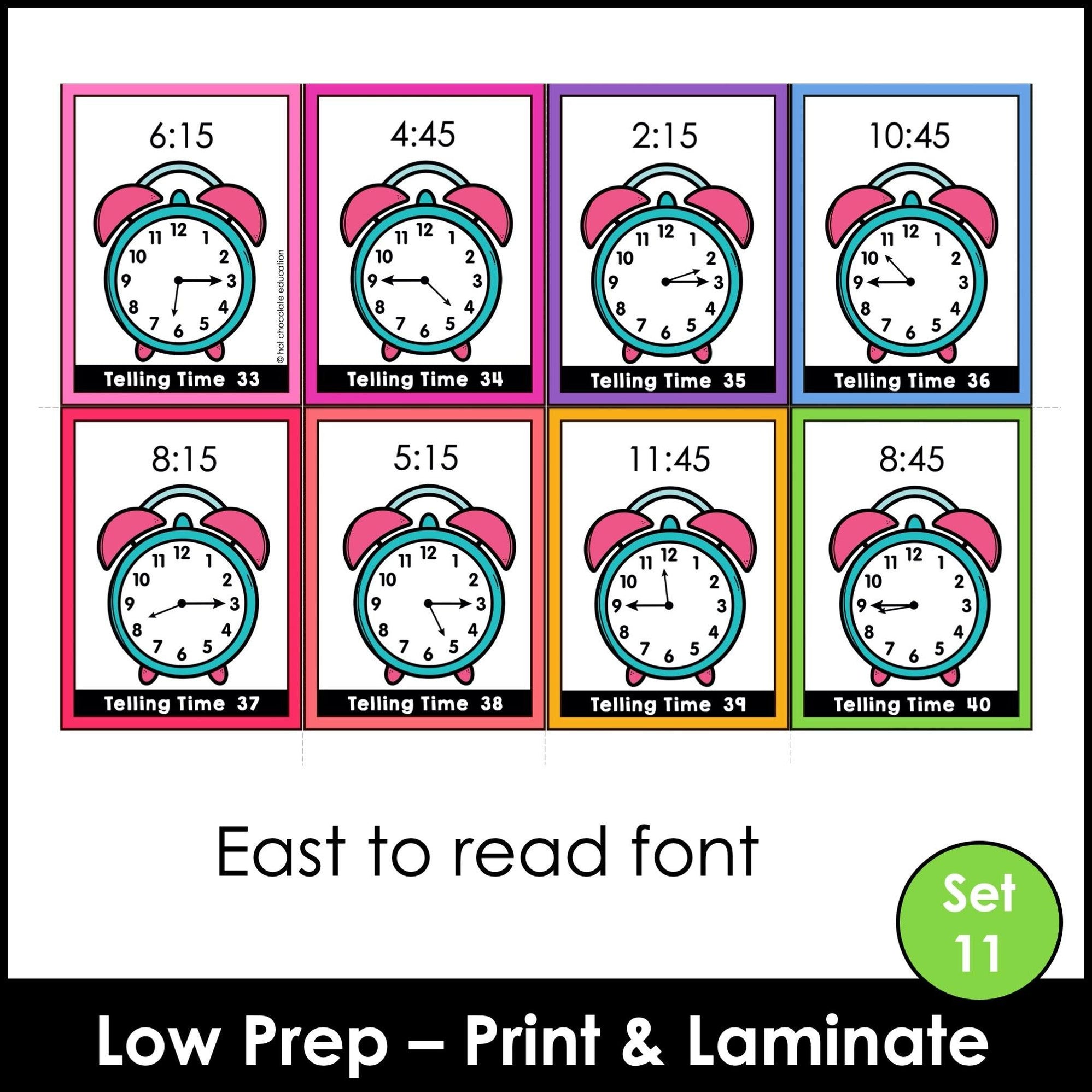 Time Flashcards | ESL Task Cards - Hour, Half Hour, Quarter – Hot ...