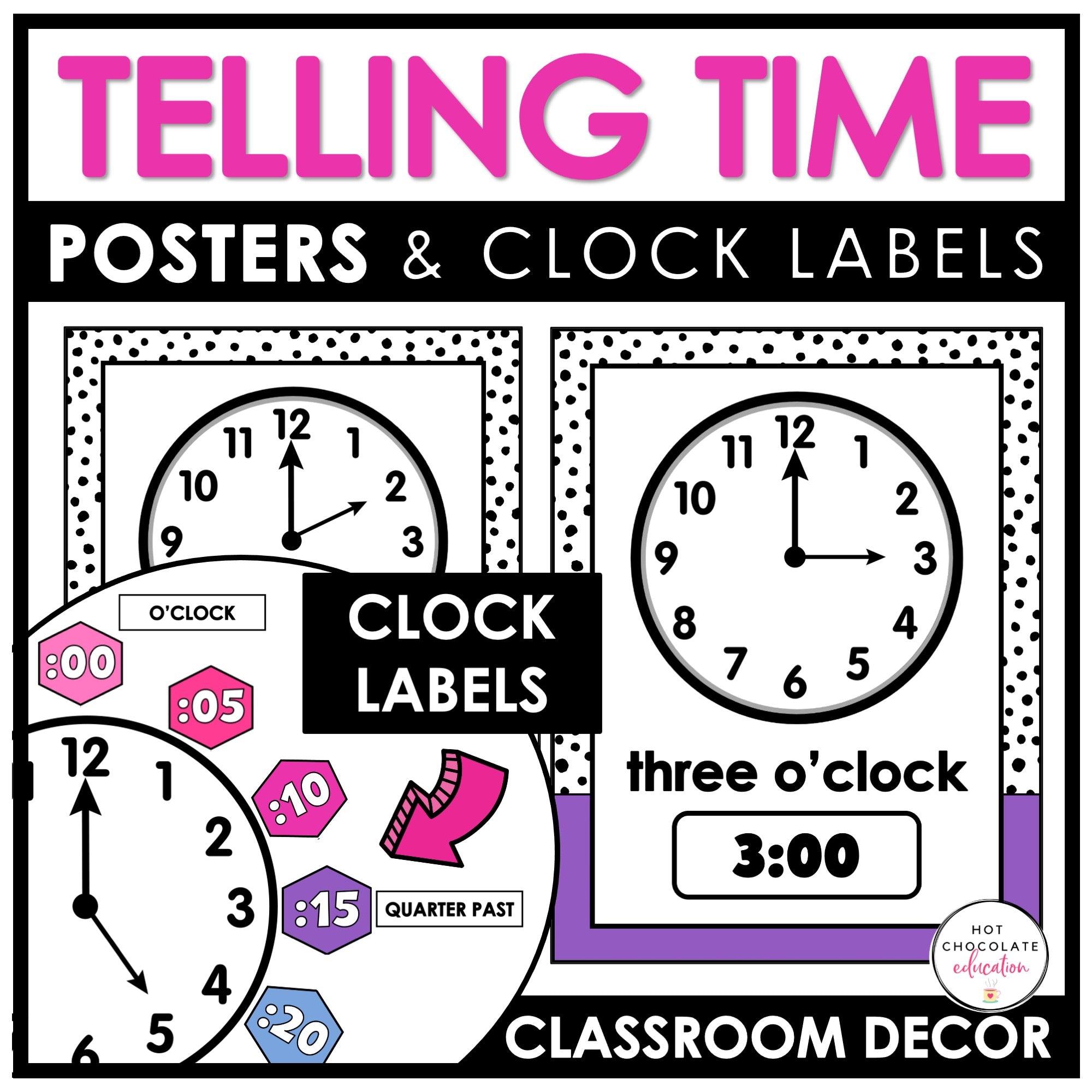 Time Posters & Clock Labels for ELL / ESL - Digital & Analog