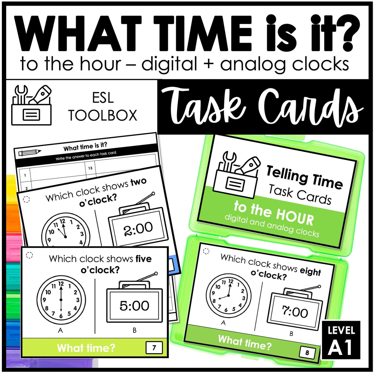 Telling Time Task Cards | To the Hour – Hot Chocolate Teachables