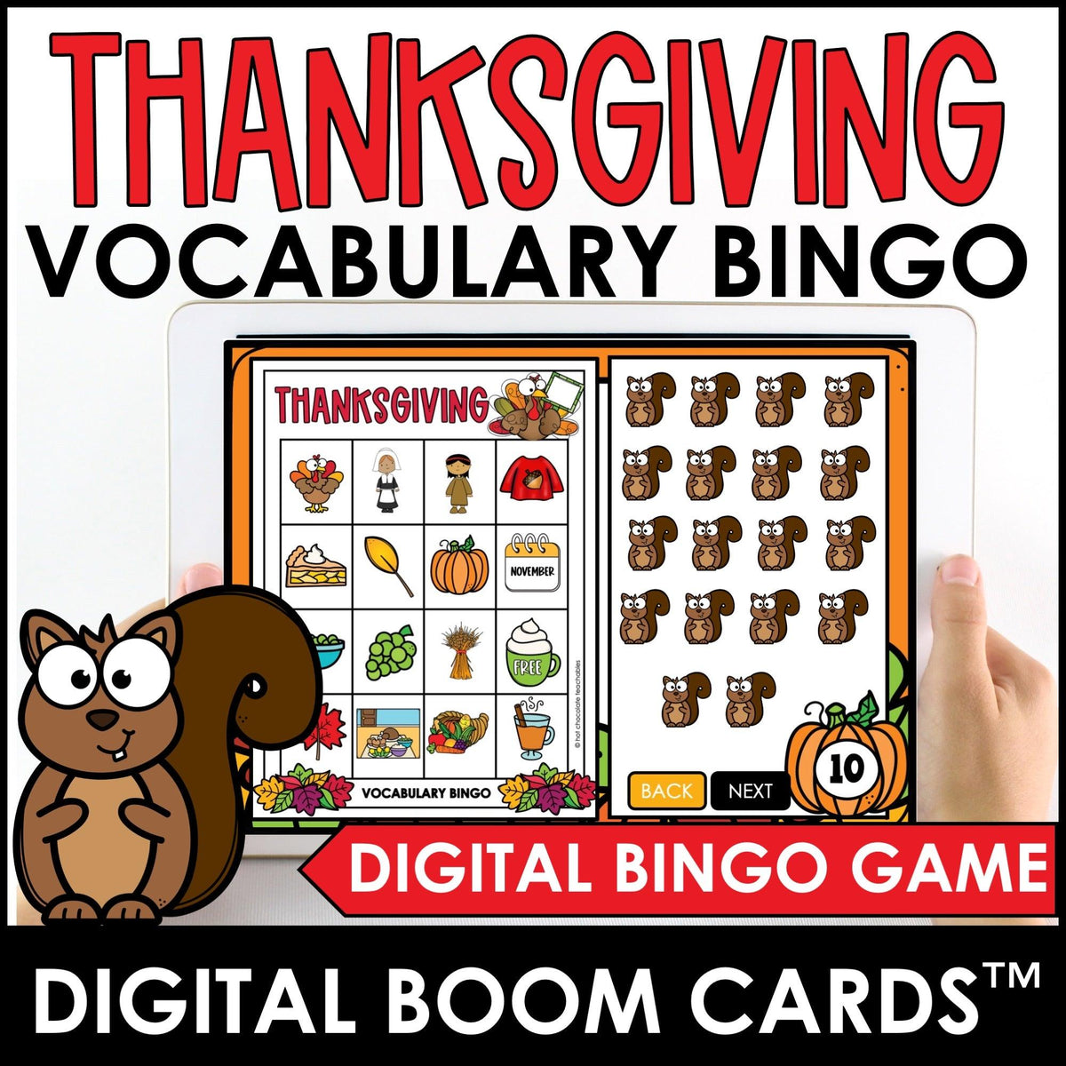 Thanksgiving BINGO Game - Vocabulary Building Boom Cards™ – Hot ...