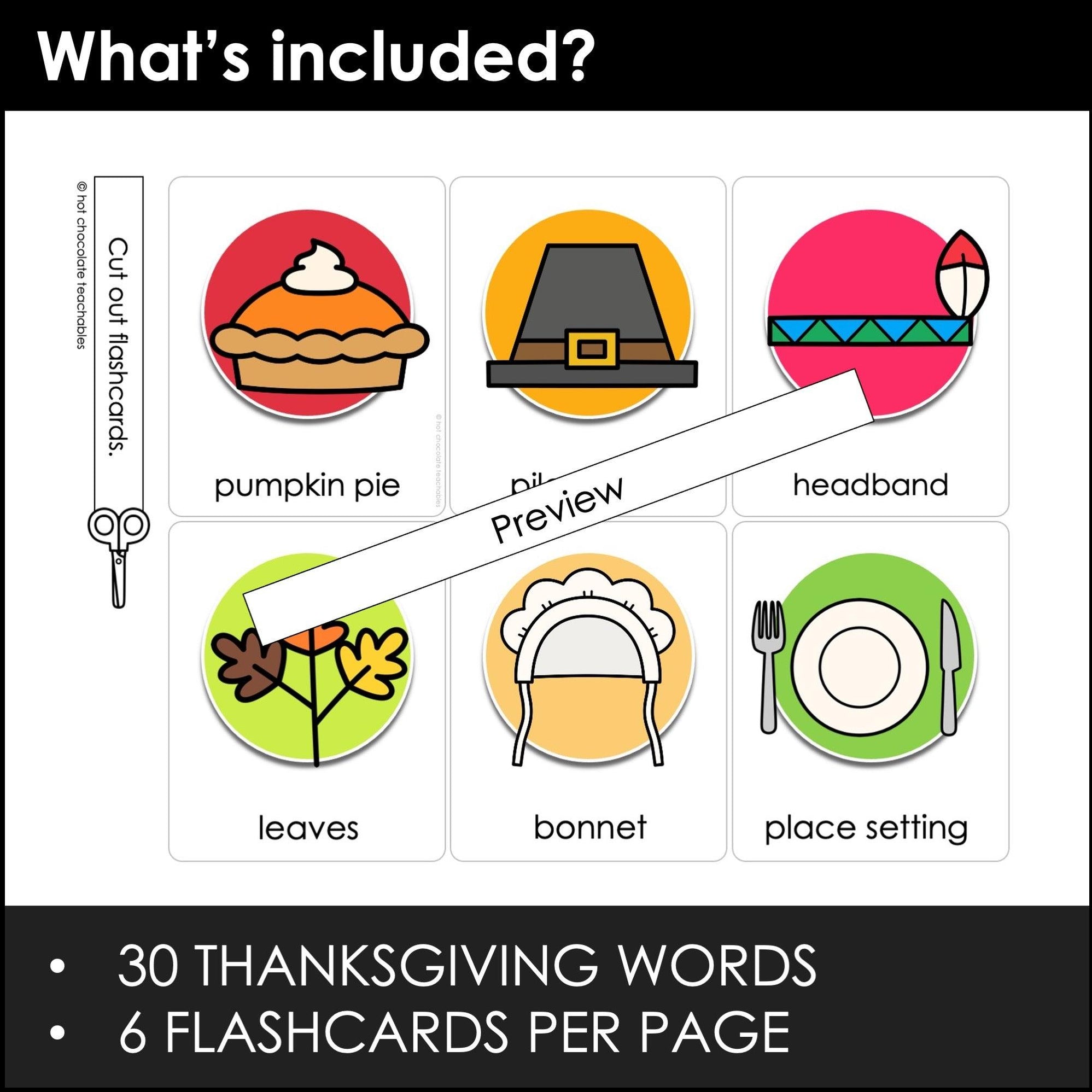 THANKSGIVING Flashcards ESL Vocabulary for Kids - Editable – Hot ...