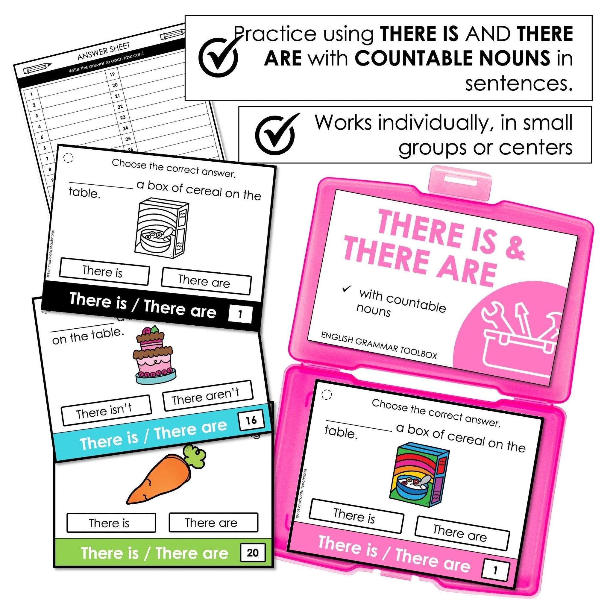 Subject Verb Agreement Task Cards for Countable Nouns – Hot Chocolate ...