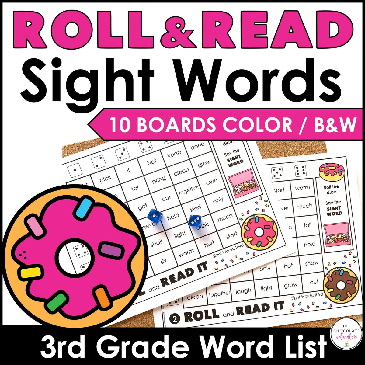 Third Grade Sight Words Roll & Read Boards - Dolch List – Hot Chocolate ...