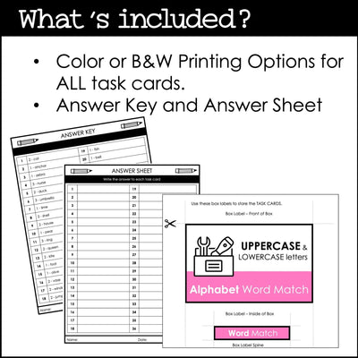 Uppercase & Lowercase Task Cards - Alphabet Recognition – Hot Chocolate ...