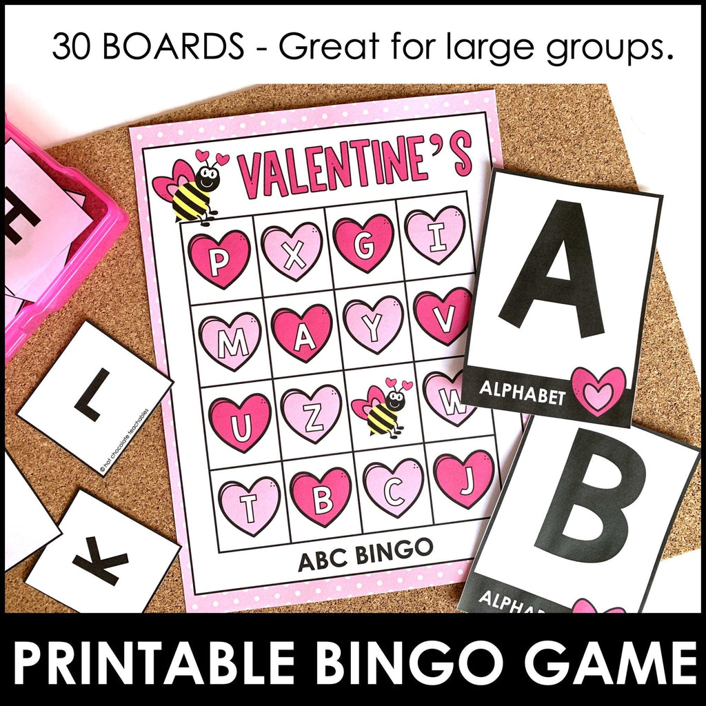 Valentine's Alphabet Bingo Game - Uppercase Letters A-Z – Hot Chocolate ...