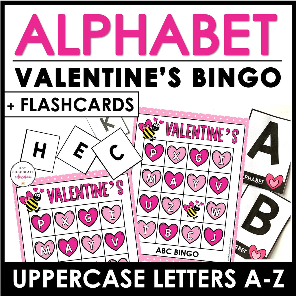 Valentine's Alphabet Bingo Game - Uppercase Letters A-Z – Hot Chocolate ...