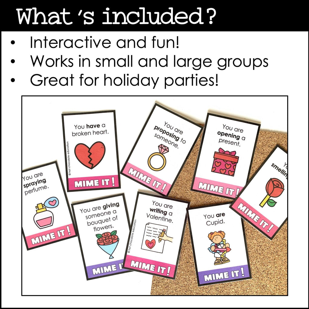 Valentine's Day Action Charades: Miming Cards – Hot Chocolate Teachables