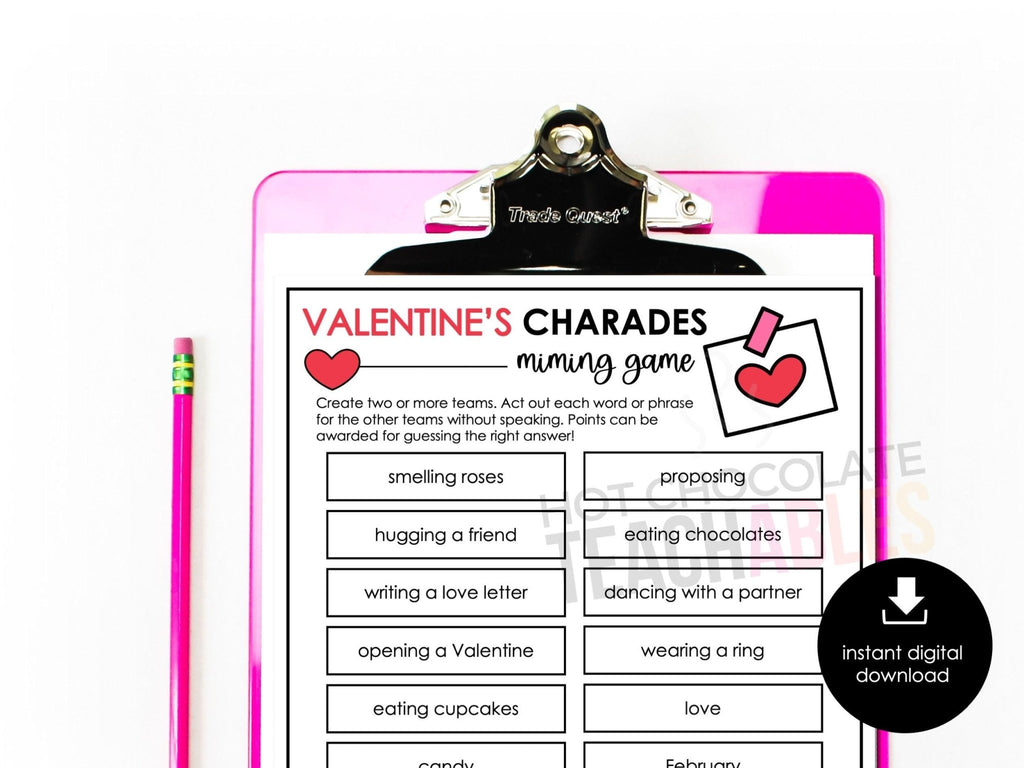 Valentine's Day Charades Party Game for Kids – Hot Chocolate Teachables