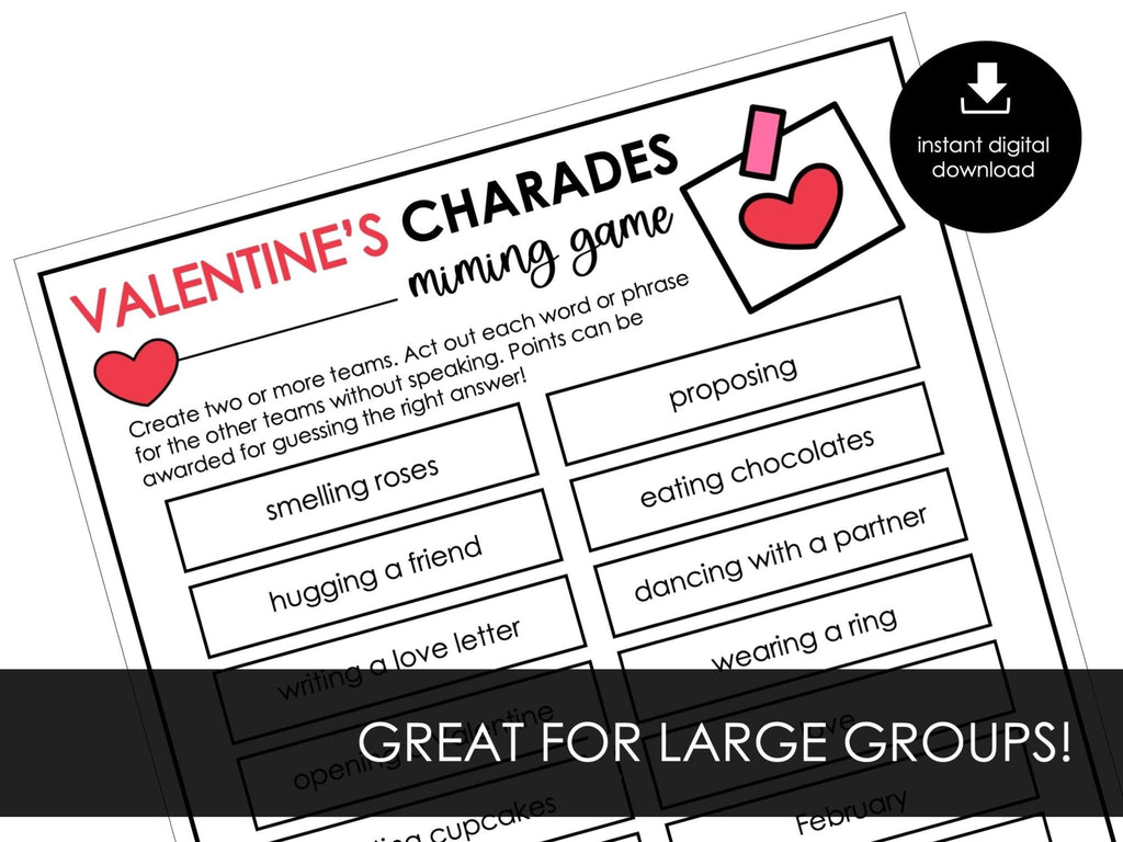 Valentine's Day Charades Party Game for Kids – Hot Chocolate Teachables