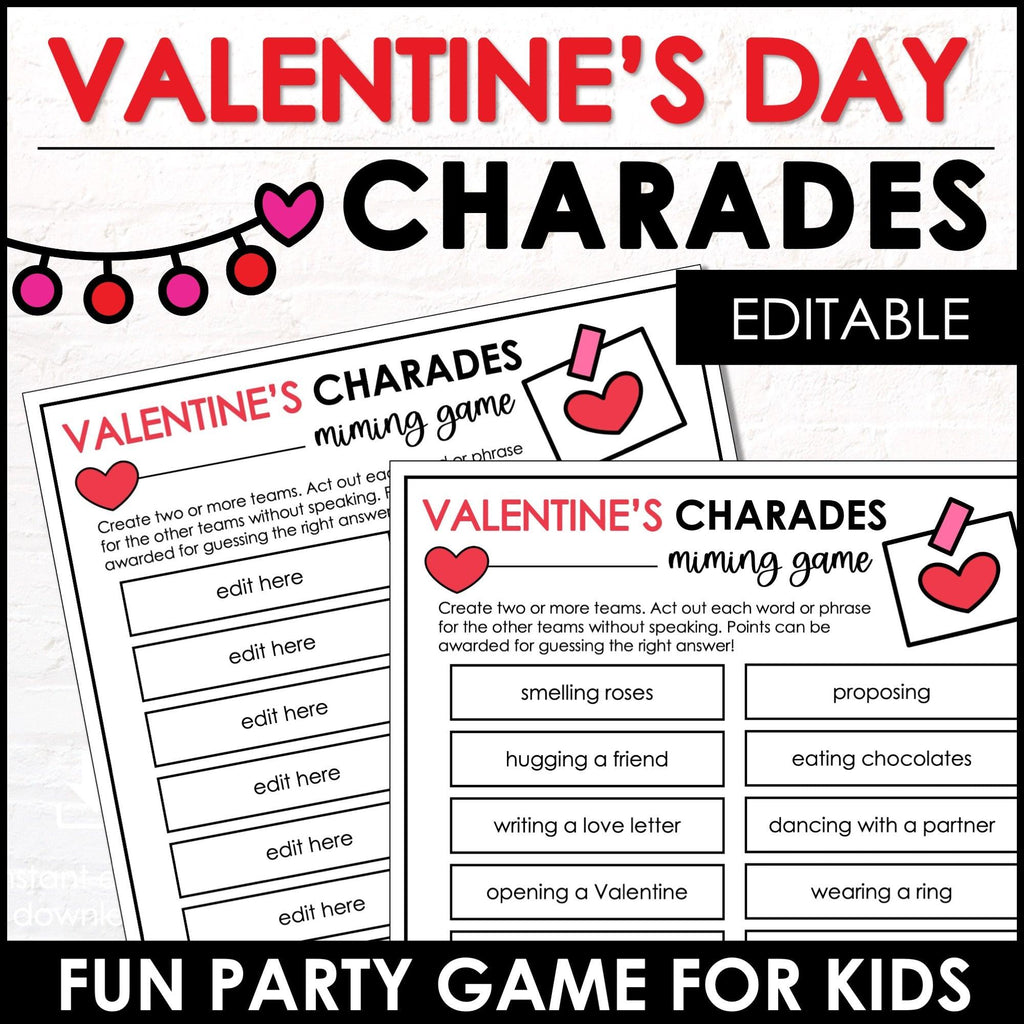 Valentine's Day Charades Party Game for Kids – Hot Chocolate Teachables