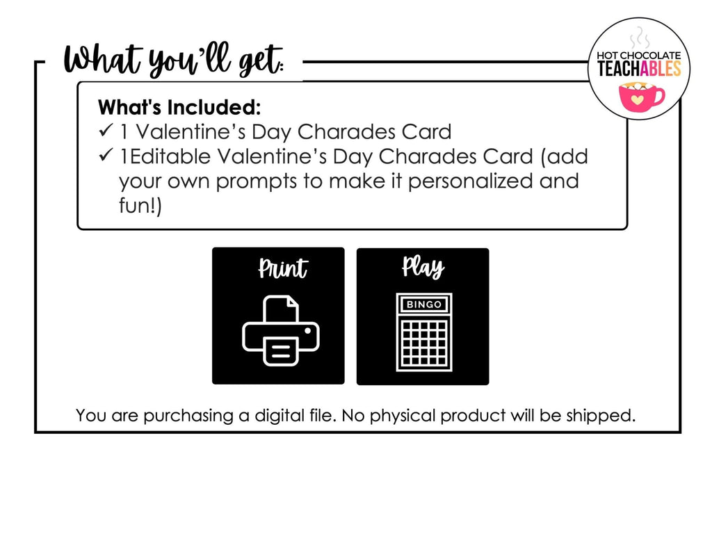 Valentine's Day Charades Party Game for Kids – Hot Chocolate Teachables