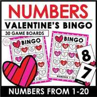 Valentine's Day Number Recognition 1-20 Bingo Game – Hot Chocolate ...