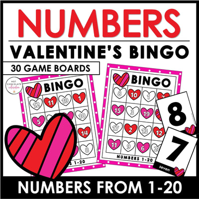 Valentine's Day Number Recognition 1-20 Bingo Game – Hot Chocolate ...