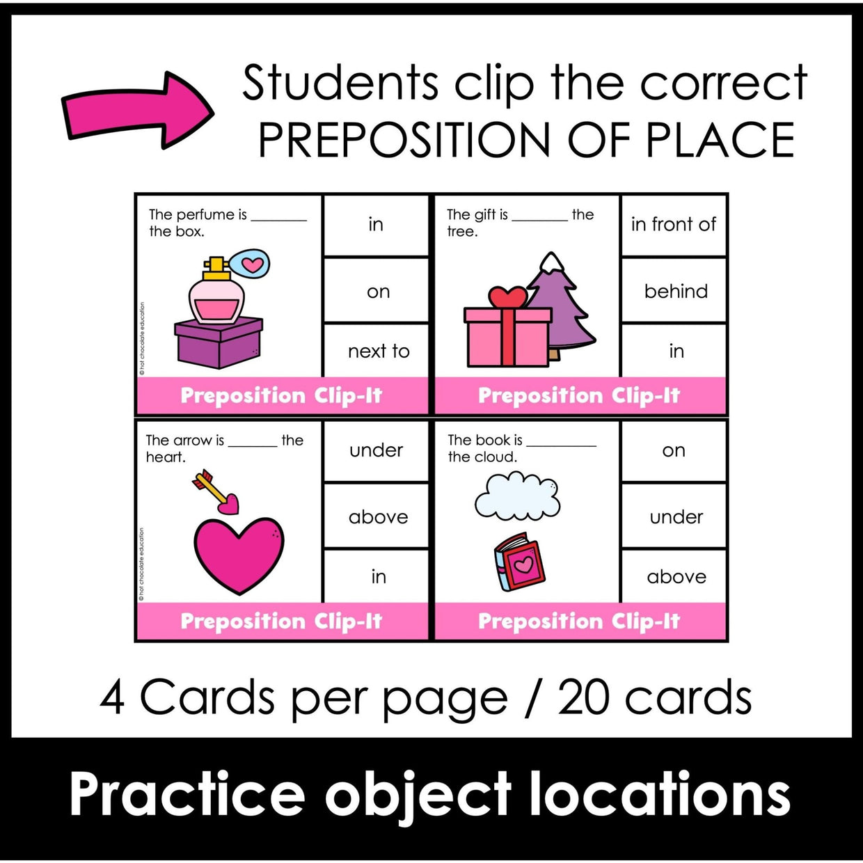 Valentine's Day Activity Cards for Spatial Concepts