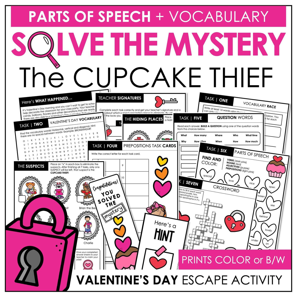 Valentine's Vocabulary Escape Room - Solve the Mystery! – Hot Chocolate ...