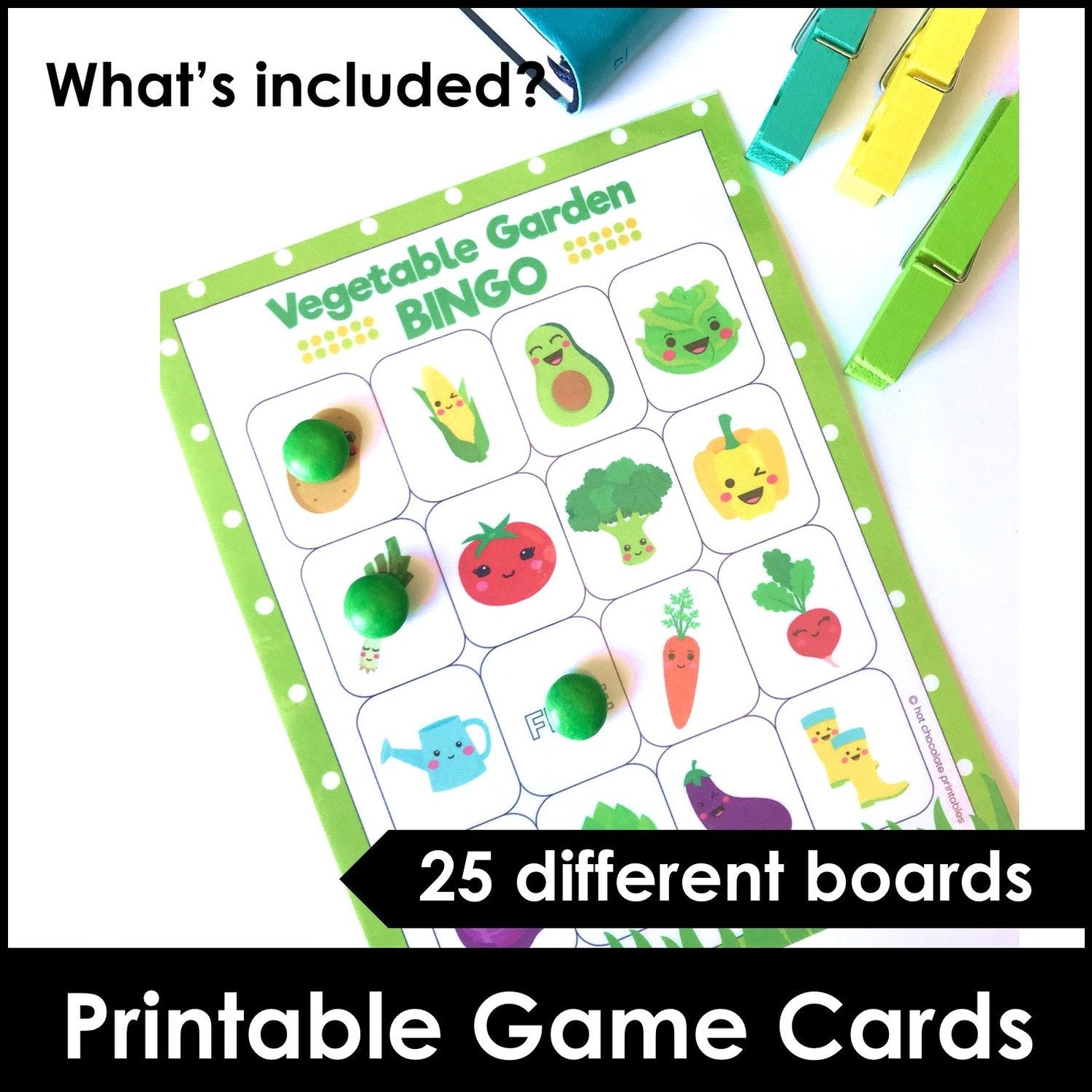 Vegetable Garden Vocabulary Bingo Game + Flashcards – Hot Chocolate ...