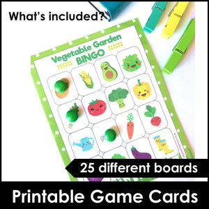 Vegetable Garden Vocabulary Bingo Game + Flashcards – Hot Chocolate ...