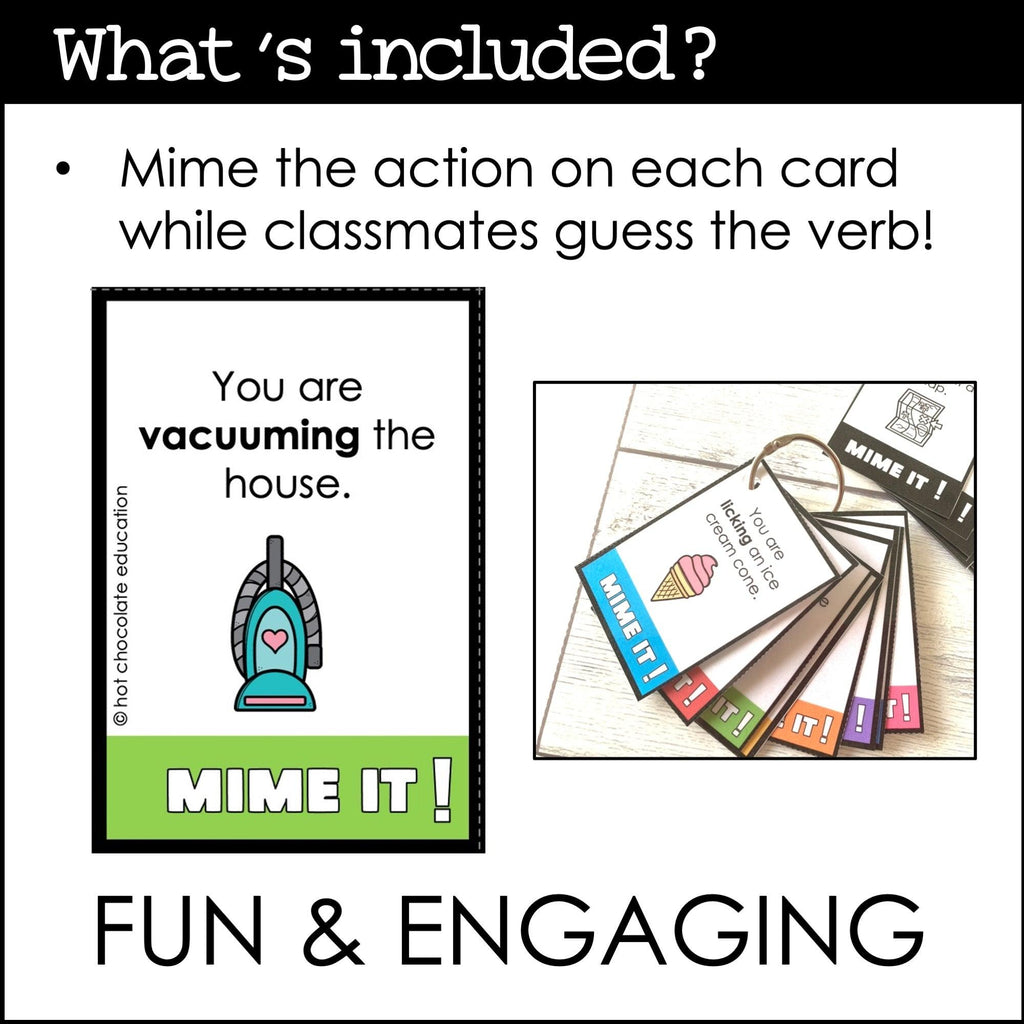 Action Verb Charades | Miming Game Cards for Kids – Hot Chocolate ...