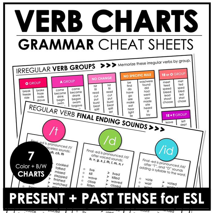 Verb Charts - Present & Past Tense Regular & Irregular Verb