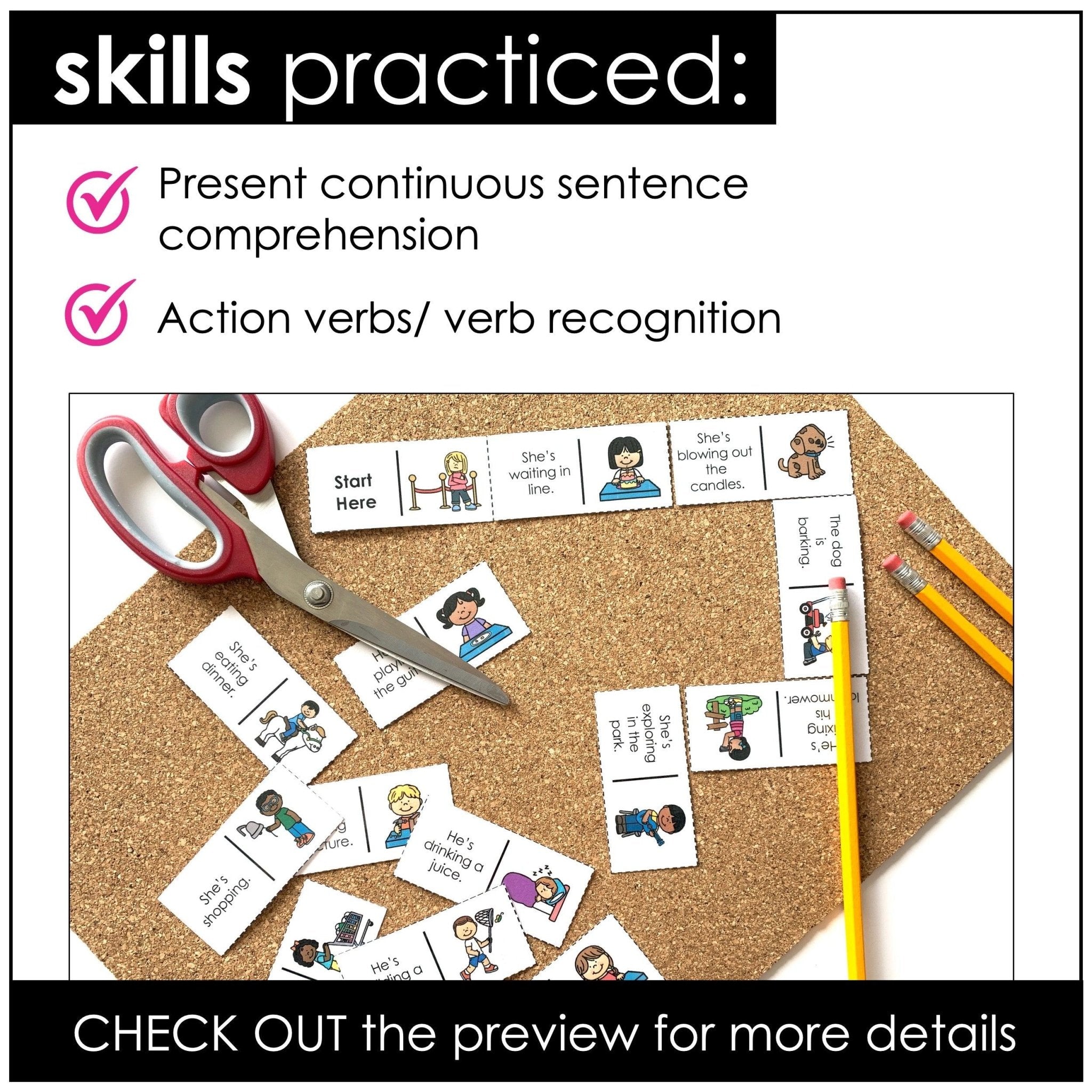 Action Verbs Dominoes Game: Present Continuous & Progressive – Hot ...