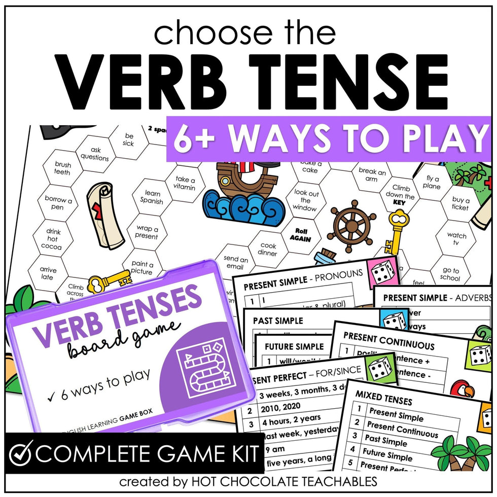 Verb Tense Board Game | Change verbs: Present, Past, Future,