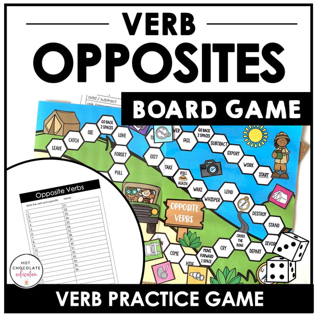 Verb Tense Board Games BUNDLE: Action Verbs & More