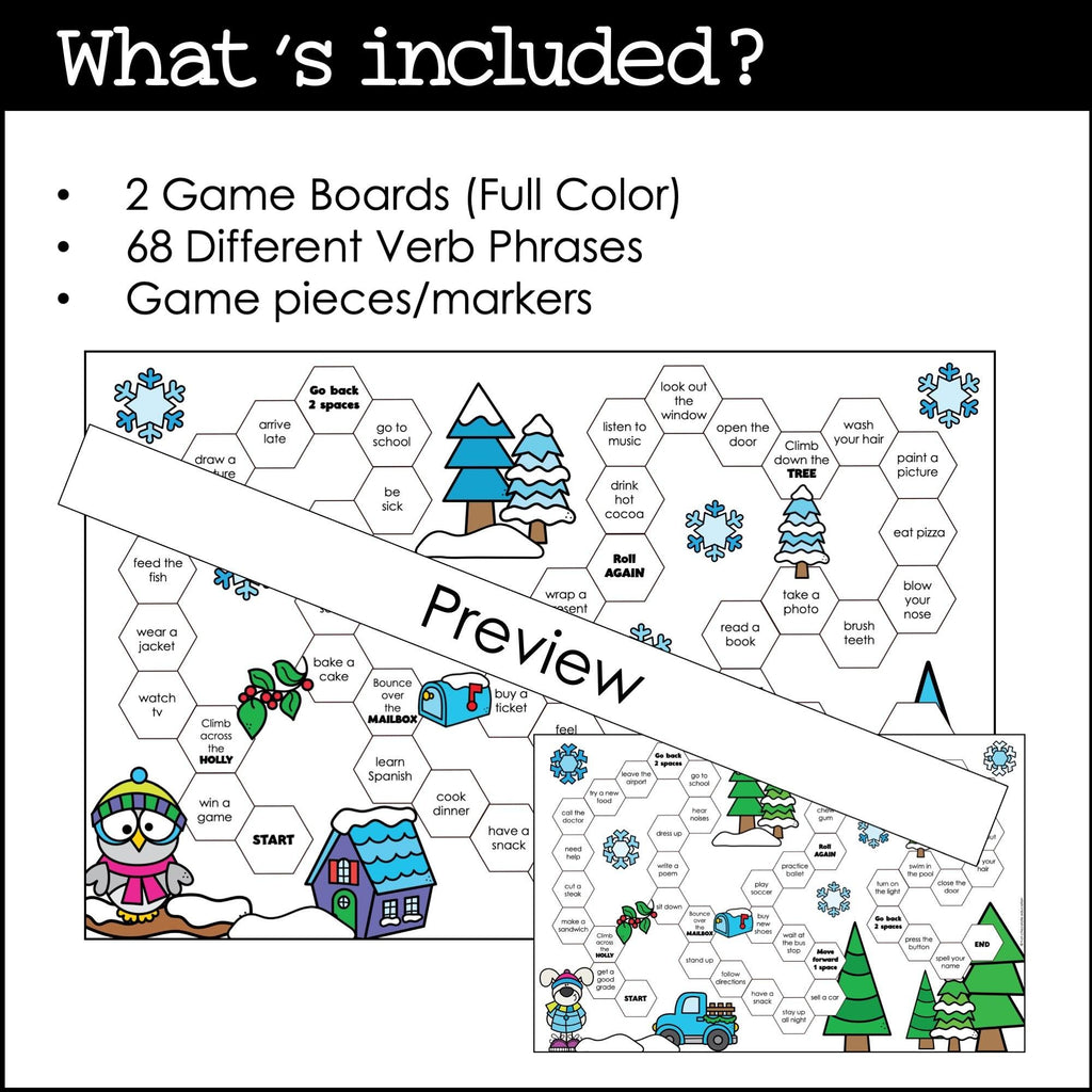 Verbs Board Game | Choose a Tense, Change Verbs – Hot Chocolate Teachables