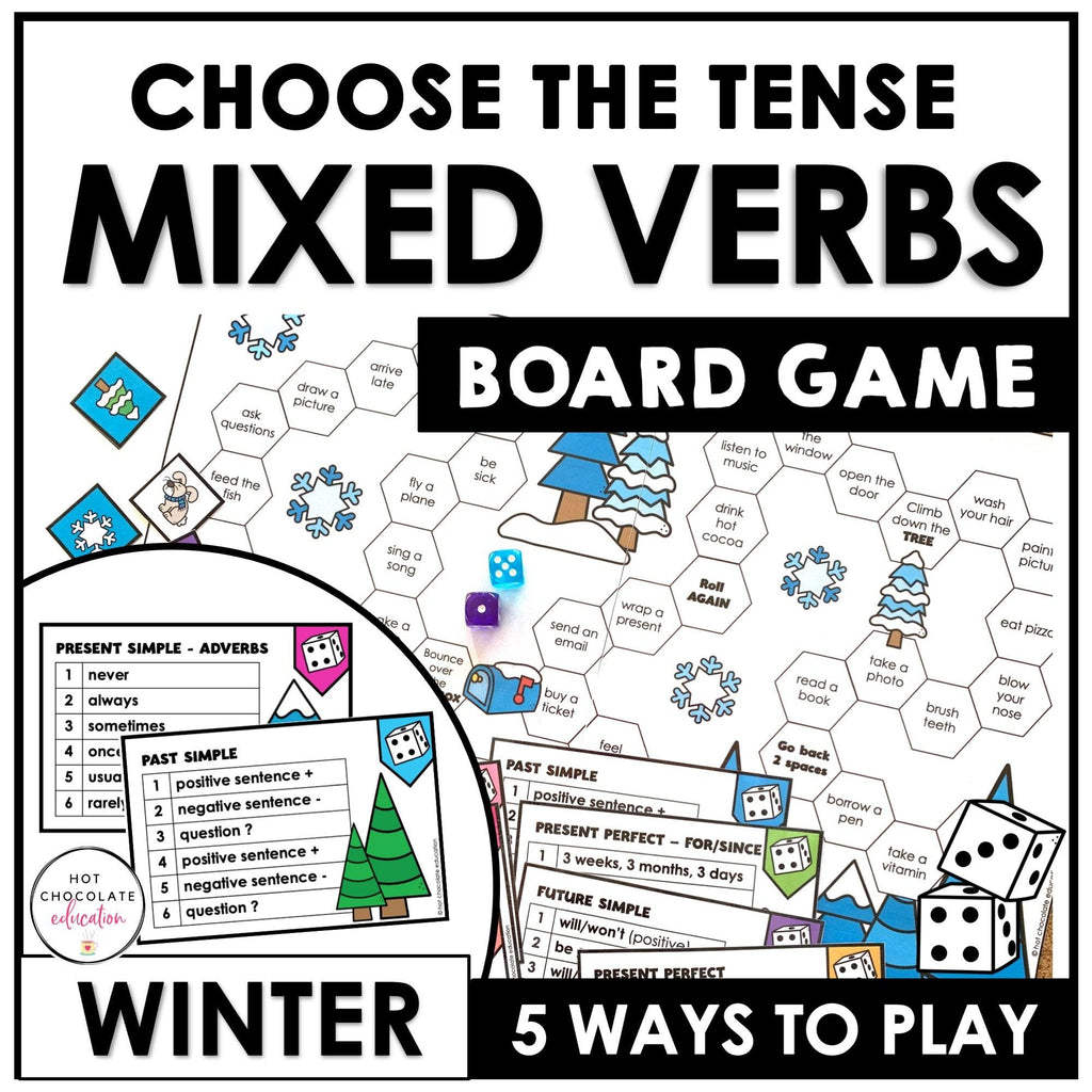 Verbs Board Game | Choose a Tense, Change Verbs – Hot Chocolate Teachables